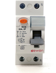 Dewon Electric 63A/100MA Double Pole RCCB | 100mA Residual Current ...
