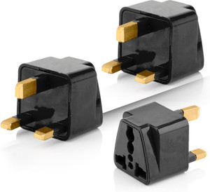 HI PLAST (Pack of 3) UK Adapter for Indian Pins 3-Pin Plug Type-G ...