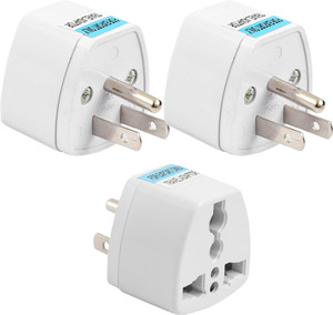 HI-PLASST (3pc) Type-B Universal 3-Prong Wall Plug Adapter US Type ...