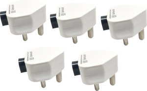 b'five 3 pin top Genius Plastic Plug Top 6A Pack of 5 Plugtop Pin ...