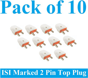 Sauran Pack of 10 Premium Quality Male 2 Pin Plug Top (PRE62.3) Two Pin ...
