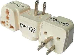 Adaptro 3 Pcs. Universal Plug Converter Travel Adapter for India to USA ...