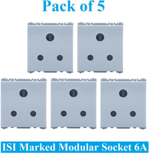 Sauran Pack of 5 6amp Modular 3 Pin Multi Socket White ESP10.3 6 A ...