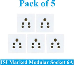Sauran Pack of 5 6amp Modular 5 Pin Multi Socket White (ESP6.3) 6 A ...