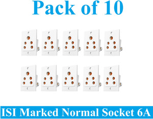 Sauran Pack of 10 6amp Modular 5 Pin Multi Socket White ESP9.7 6 A Five ...