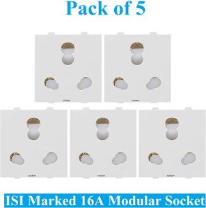 Sauran Pack of 5 16amp Modular 3 Pin Multi Socket White ESP63 16 A ...