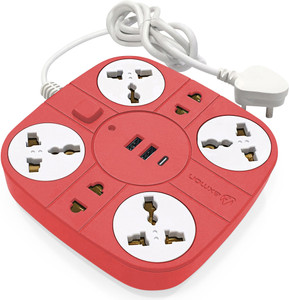 Axmon Extension Cord with 2 USB Charging Ports and 6 Socket - 10 Amp ...