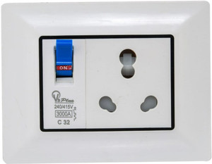 SEER 25 Amp Socket With Single Pole MCB Modular Box For AC, Heater ...