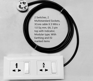 sathya Extension Box 6A, 2 Multistandard socket, 2Switch, 3C x 3mtr x ...