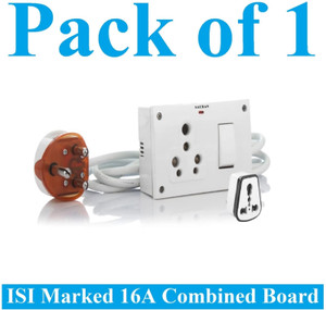 Sauran Pack of 1 16A Combined Extension Board (1 Socket And 1 Switch ...