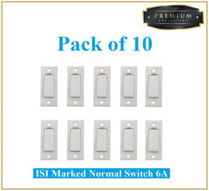 Sauran Pack of 10 Premium Quality 6amp Normal Switch (PRE20.3) 6 A One ...
