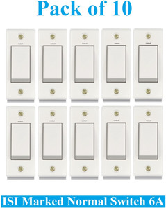 Sauran Pack of 10 Pieces 6amp ISI Marked Modular Switch White (ESP25.2 ...