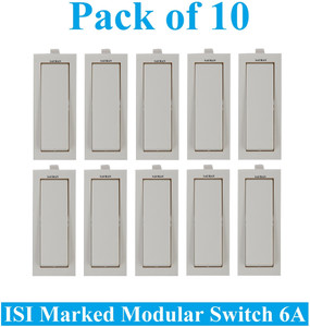 Sauran Pack of 10 Pieces 6amp ISI Marked Modular Switch White (ESP18) 6 ...