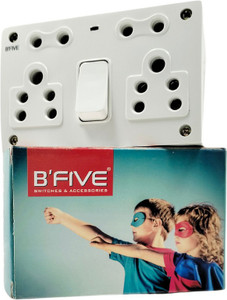 b'five 6 Amp. 6 in 1 Combined With Box Unbreakable Plastic switch ...