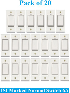 Sauran Pack of 20 Pieces 6amp ISI Marked Modular Switch White (ESP25.1 ...