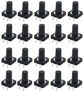Electronic Spices 12 X 12 X 15mm Black Color Tactile Momentary Push ...