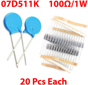 ELPH Combo pack of 20 Pcs 100 ohm 1W Resistor & 20 Pcs MOV 07D511K 320 ...