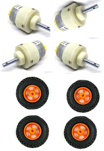 INVENTO 4pcs 6V - 12V 5 Kg-cm 200 rpm DC Metal Geared Motor with 80mm x ...