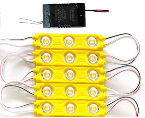 Wetrix (5-Pieces) Adapter + 3 Led Optical Shape Yellow DC 12V 1.5 Watt ...