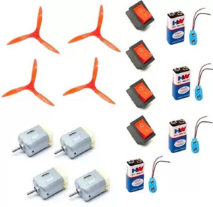 AQBP Hobby DC Motor + 4 inch 4 Blade Fan Propeller Prop Shaft DC Motor ...