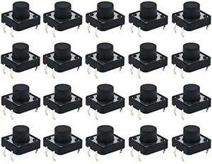 Electronic Spices 12 X 12 X 8mm Black Color Tactile Momentary Push ...