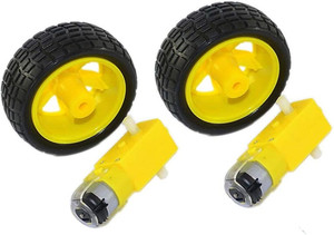 PYCHE 2 Set Combo of 100RPM Dual Shaft BO Motors and 65mm Robot Wheels ...