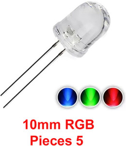 ELPH 10mm Transparent RGB LED, 3V DC 2 Pin Multicolor Changing LED ...