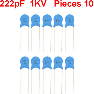 ELPH 5mm Radial Blue CERAMIC DISC CAPACITOR 222/2200pF 1KV pieces 10 ...