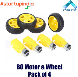 Robo Pixel BO Motor and Wheels (Black and Yellow) for Robot car and ...