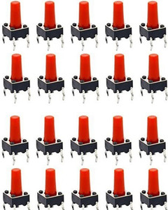 Prowans 6 X 6 X 10mm Red Color Tactile Momentary Push Button Switch ...