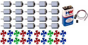 samest DC Motor 3V-6V with 20 Plastic Fan Blade, Red Switch, 9 V ...