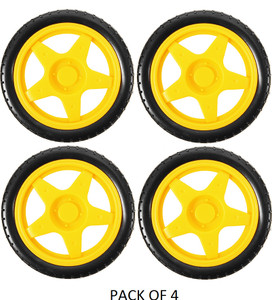 DevSstore 65mm Rubber Tyre Wheel For RC Smart Robot Car (Yellow) Motor ...