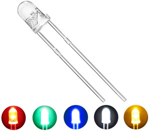 Wizzo (Pack of 100 Pieces) Transparent Bright LED 5mm, 3V DC 2 Pin ...