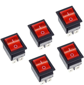 DECENT AIR SYSTEM DPST 4 Pins 16A/250V 20A/125V AC Rocker Switch (RED ...