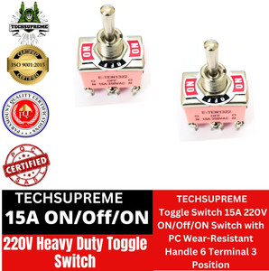 TechSupreme Heavy Duty Toggle Switch 15A 250V ON/Off/ON with 6 Terminal ...