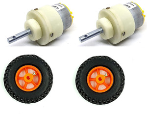 INVENTO 2pcs 6V - 12V 5 Kg-cm 60 rpm DC Metal Geared Motor with 80mm x ...