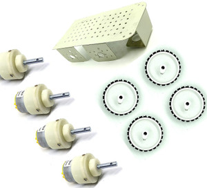 INVENTO Metal Chassis 4 Wheel Platform 200x105x50mm + 200 RPM DC Motor ...