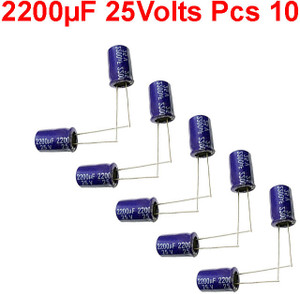 ELPH 10 Pcs 2200uf 25V Electrolytic Capacitor 2200 Micro Farad 25 Volt ...