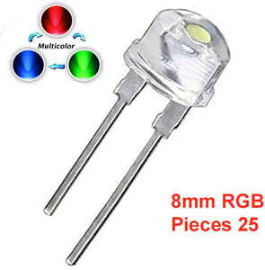 ELPH Transparent RGB LED 8mm | 3V DC, 2 Pin |Multicolor Changing LED ...