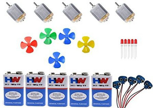 TZZOT Dc Motor With / 9v Battery / Snap Connector / 5MM Red LED For ...