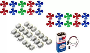 WHO DC Motor 3V-6V with 20 Plastic Fan Blade, Red Switch, 9 V Battery ...