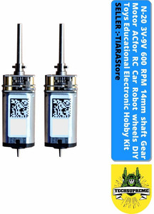 TechSupreme N20 3V-9V 600 RPM 14mm shaft Gear Motor Miniature 4 RC Car ...