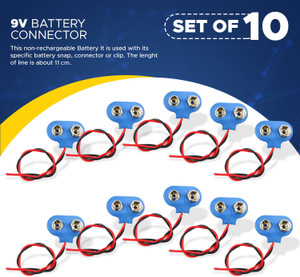 NHR Battery Connector for 9 Volt Batteries, Battery Connector with Wire ...
