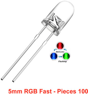 ELPH 5mm RGB Transparent LED, Multicolor Changing LED, 3V DC, 2 Pin ...