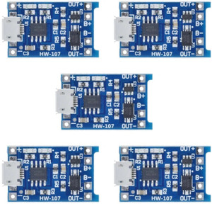 Universal Hub PACK OF 5 TP4056 MICRO USB 18650 Battery Charging Module ...