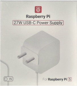 Raspberry Pi 5 Official 27W USB-C Power Supply - White Power Supply ...