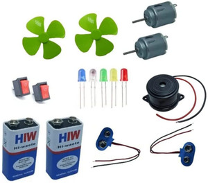 ERHIndia Dc Motor,Led Diodes, 9v Battery, Mini 4 Wing Fan, Battery snap ...