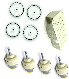 INVENTO Metal Chassis 4 Wheel Platform 200x105x50mm + 10 RPM DC Motor ...