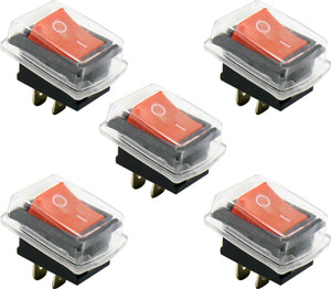 Electronic Spices KCD1 6A 250V AC 2 pins SPST red color small plastic ...