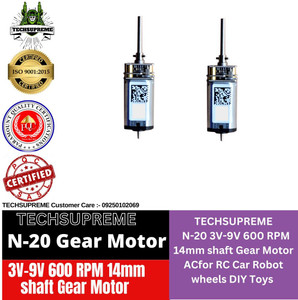 TechSupreme N20 3V-9V 600 RPM 14mm shaft Gear Motor Miniature FOR RC ...